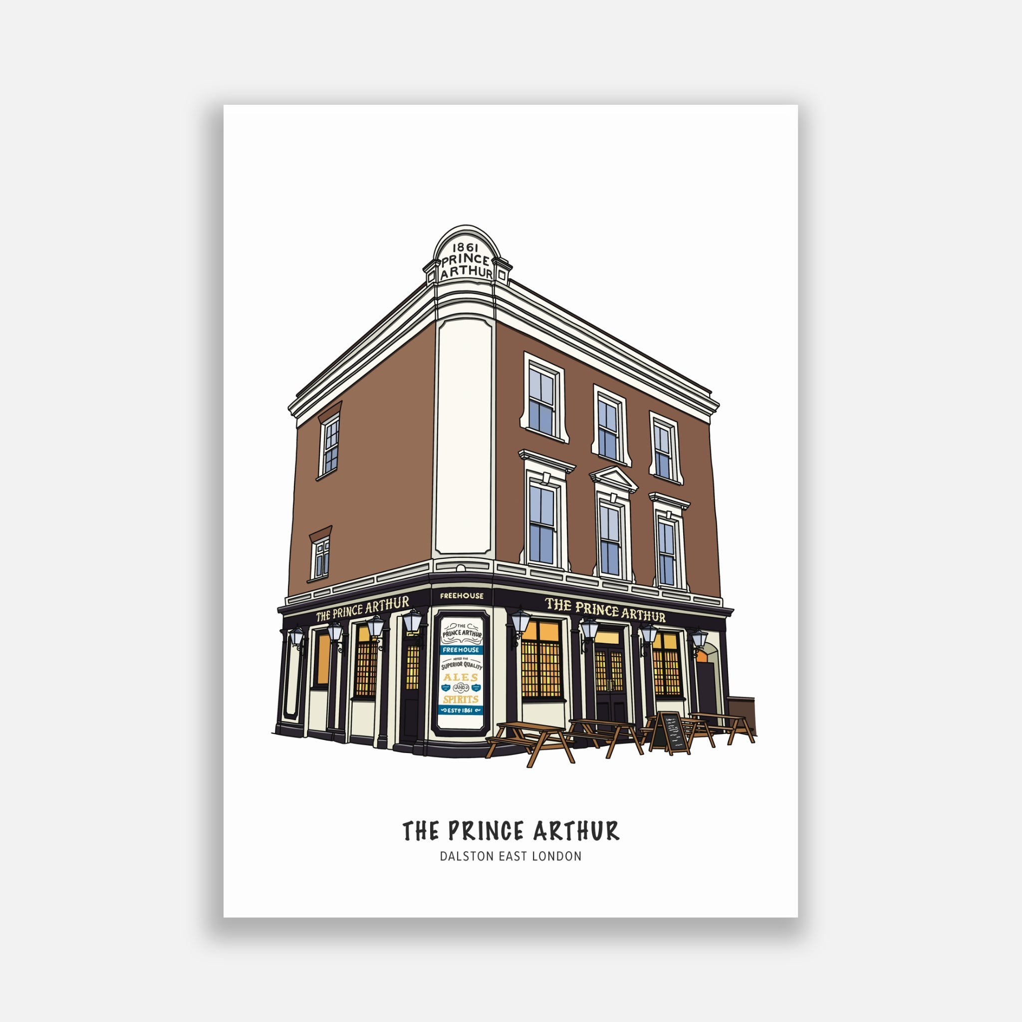 The Prince Arthur Dalston Illustration – East London Print House